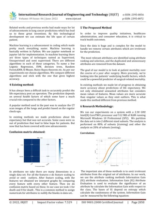 LIFE EXPECTANCY PREDICTION FOR POST THORACIC SURGERY | PDF