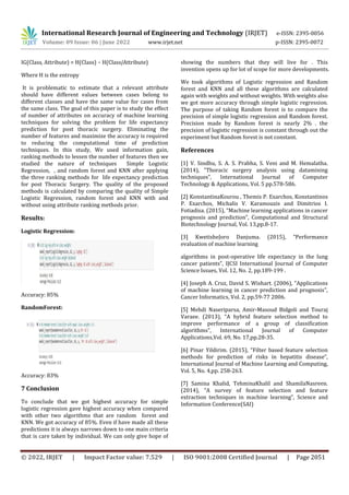 LIFE EXPECTANCY PREDICTION FOR POST THORACIC SURGERY | PDF