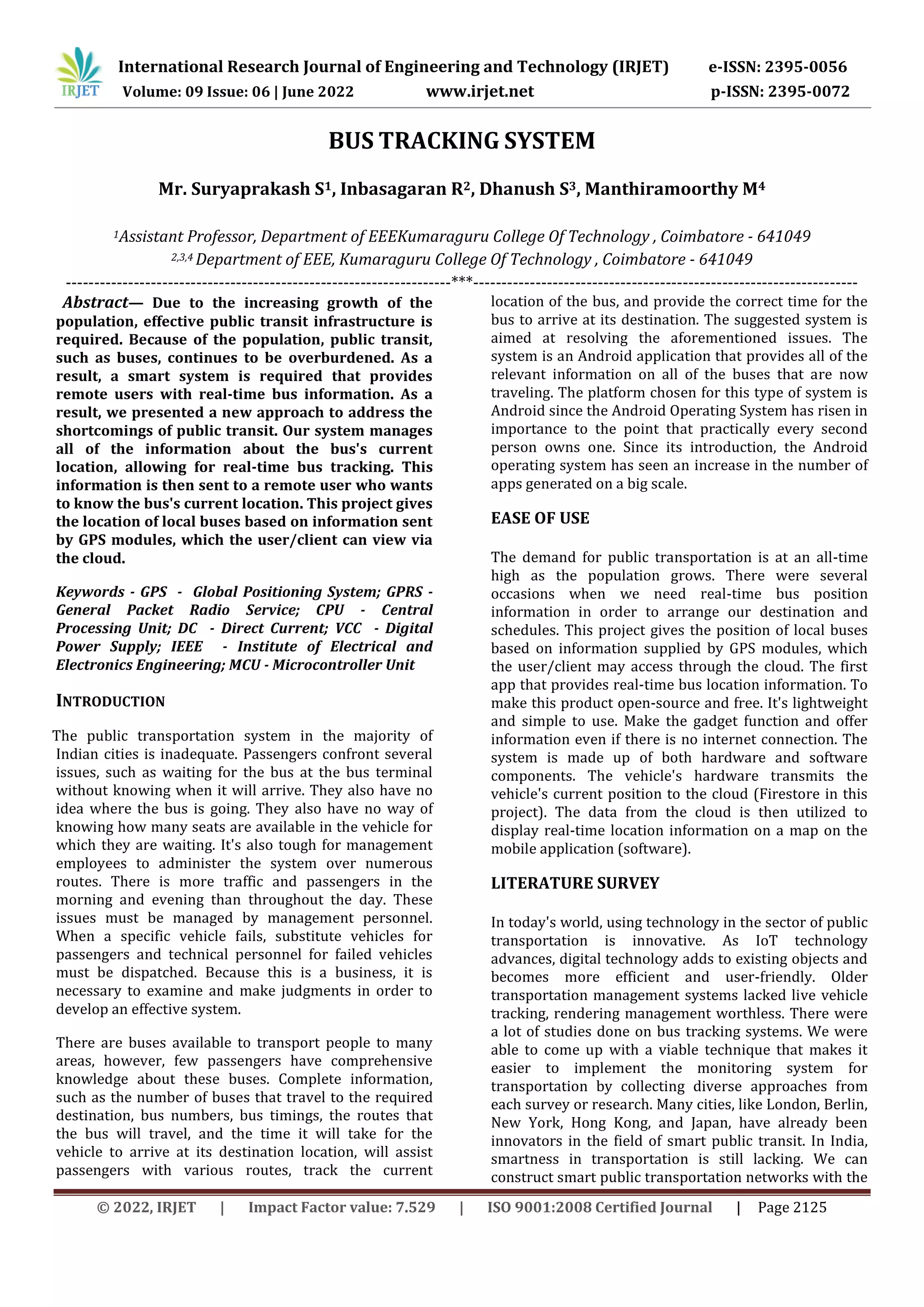 BUS TRACKING SYSTEM | PDF