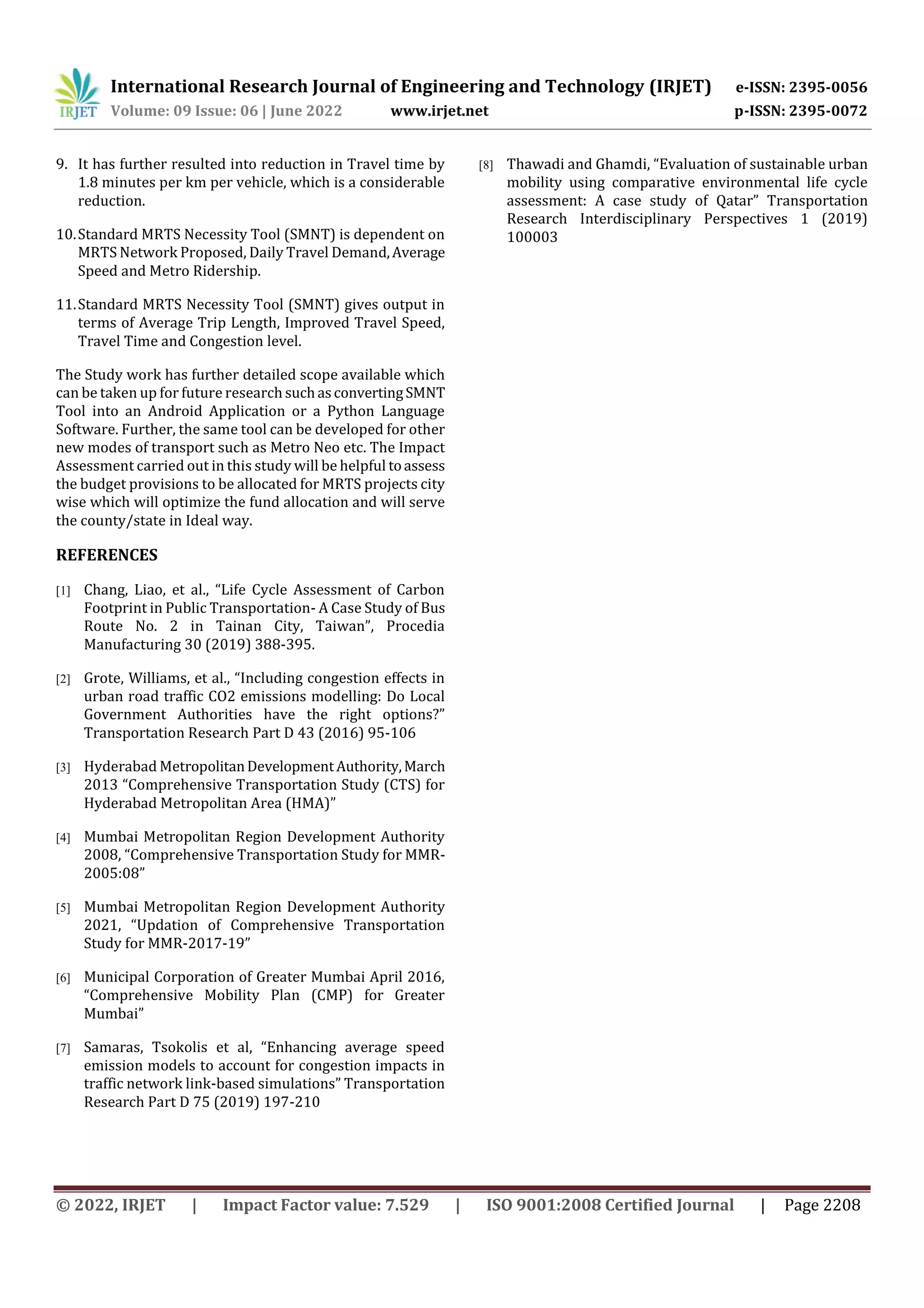 ANALYSIS OF SOCIAL & ENVIRONMENTAL IMPACT OF MUMBAI MASS RAPID TRANSIT ...