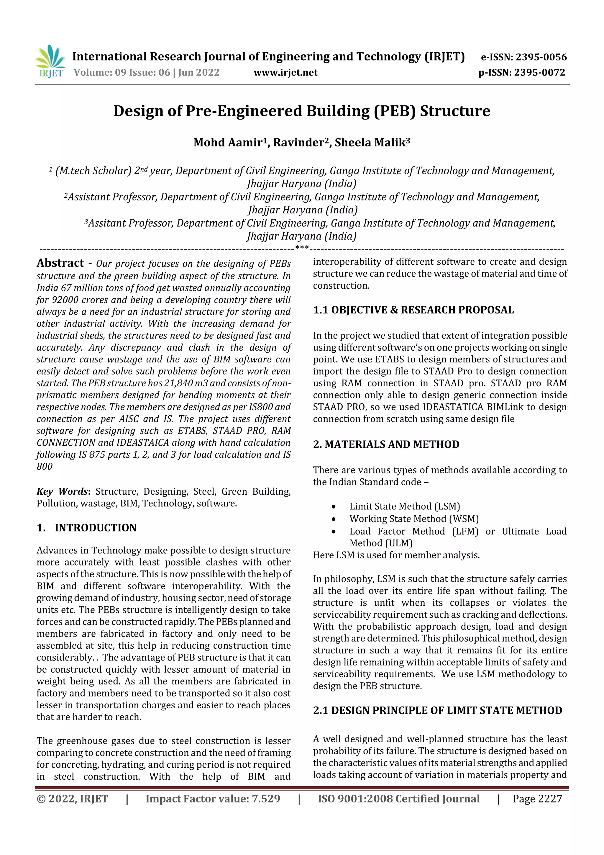 Design of Pre-Engineered Building (PEB) Structure | PDF