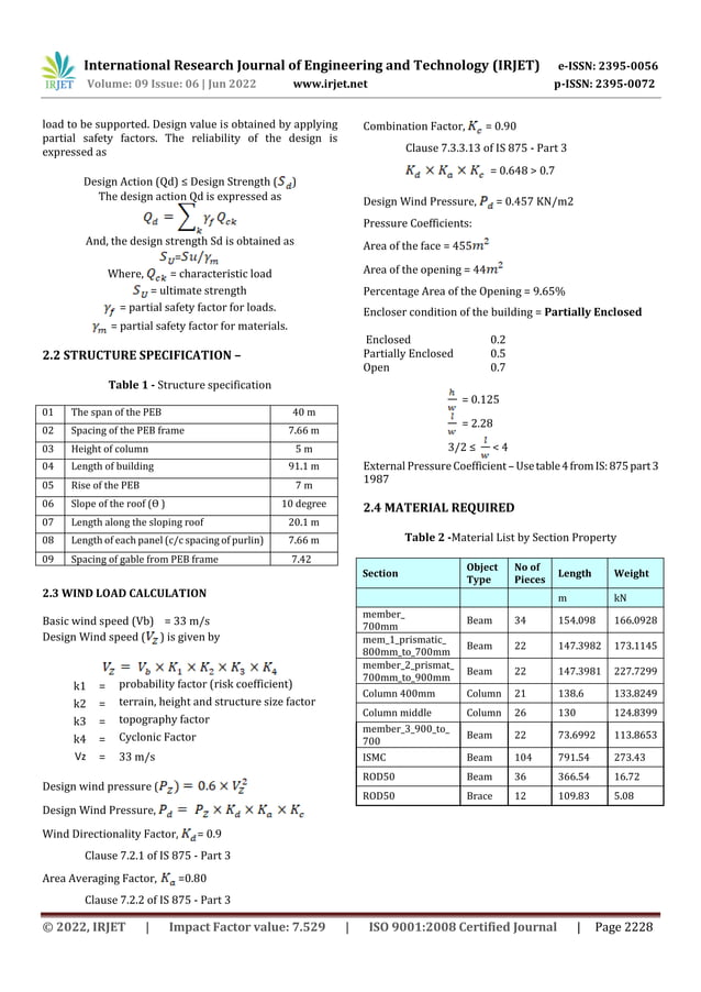 Design of Pre-Engineered Building (PEB) Structure | PDF