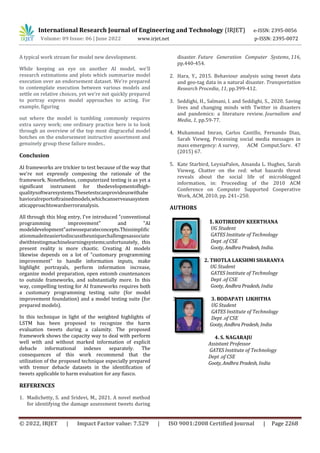 IDENTIFYING THE DAMAGE ASSESSMENT TWEETS DURING DISASTER | PDF