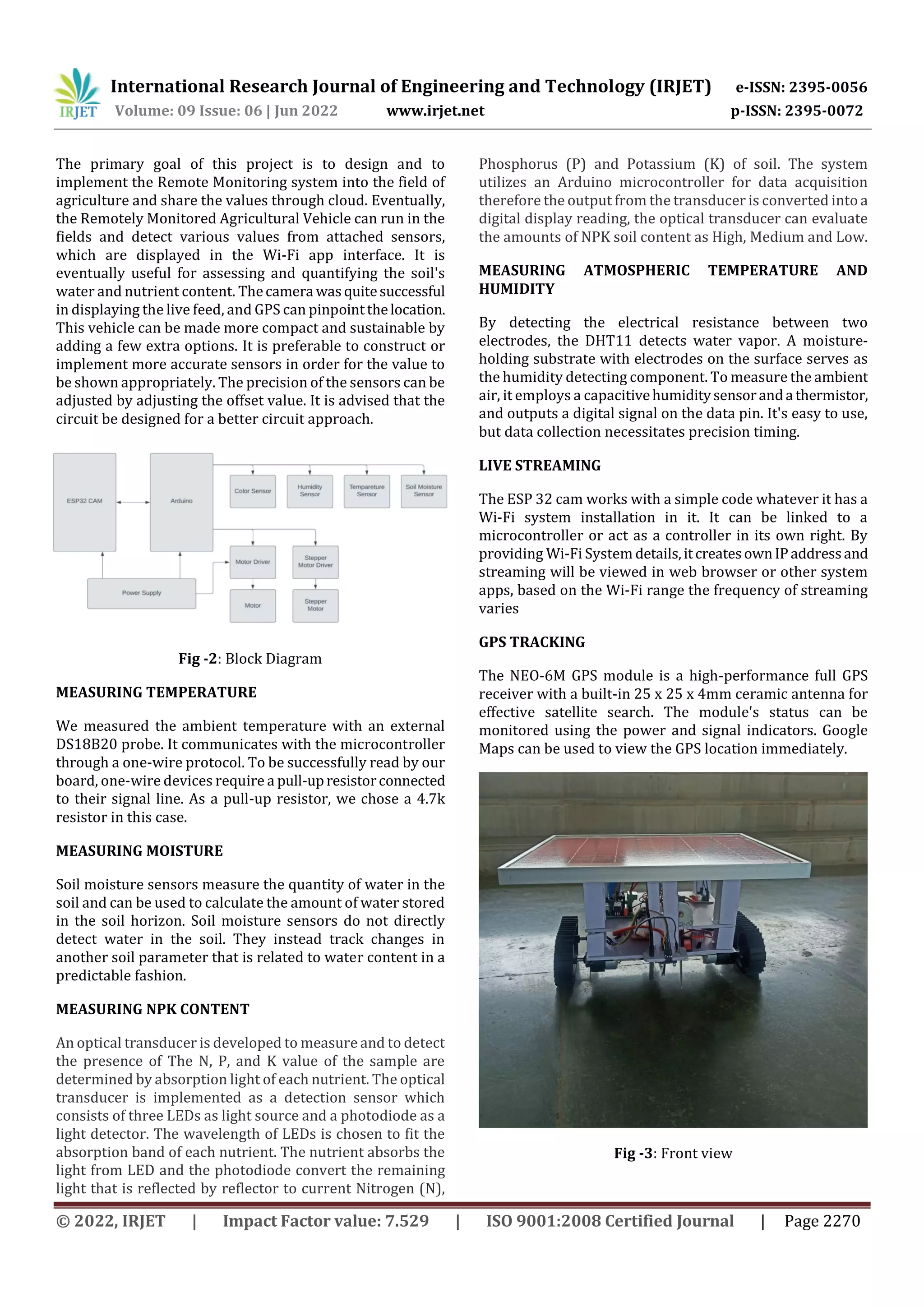 Remote Monitored Agricultural Vehicle | PDF