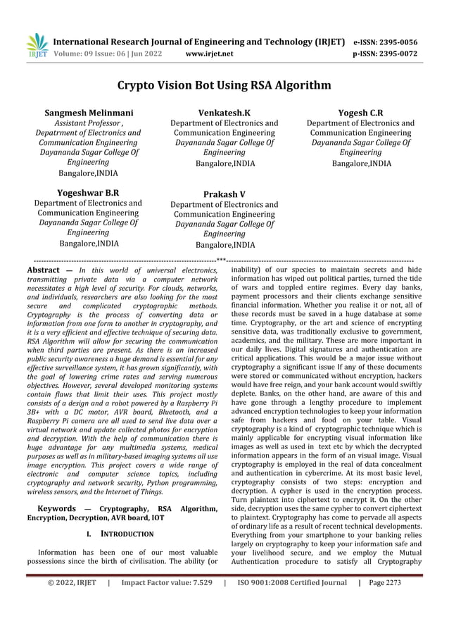 Crypto Vision Bot Using RSA Algorithm | PDF | Information and Network Security | Computing
