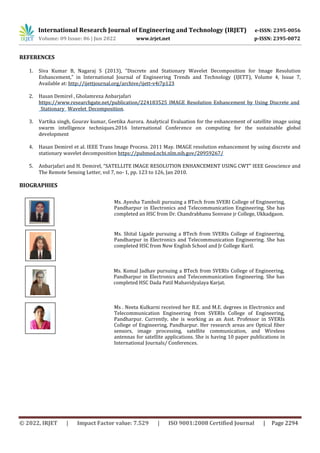 IMAGE RESOLUTION ENHANCEMENT BY USING SWT AND DWT | PDF