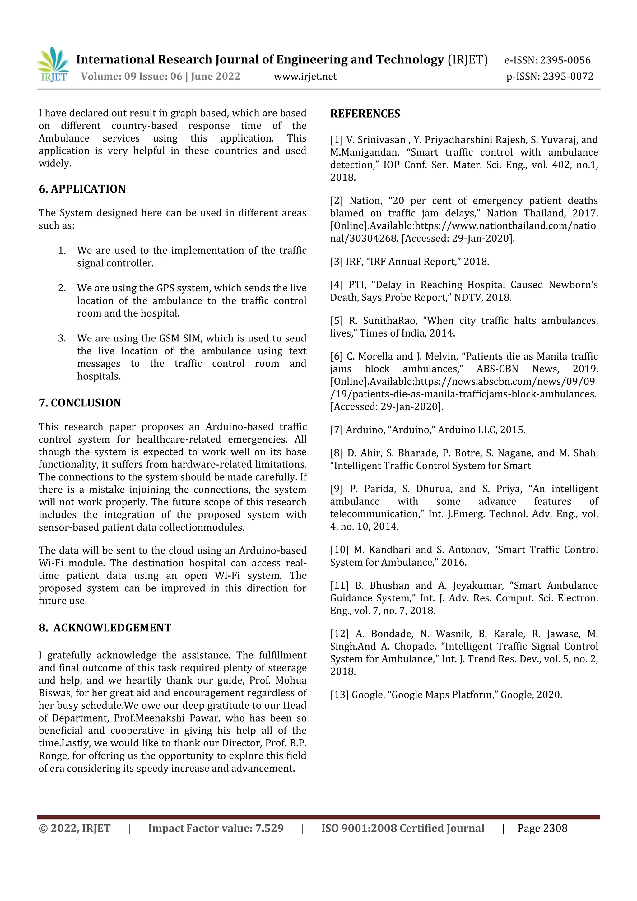 Iot Based Smart Ambulance Monitoring System With Traffic Light Control