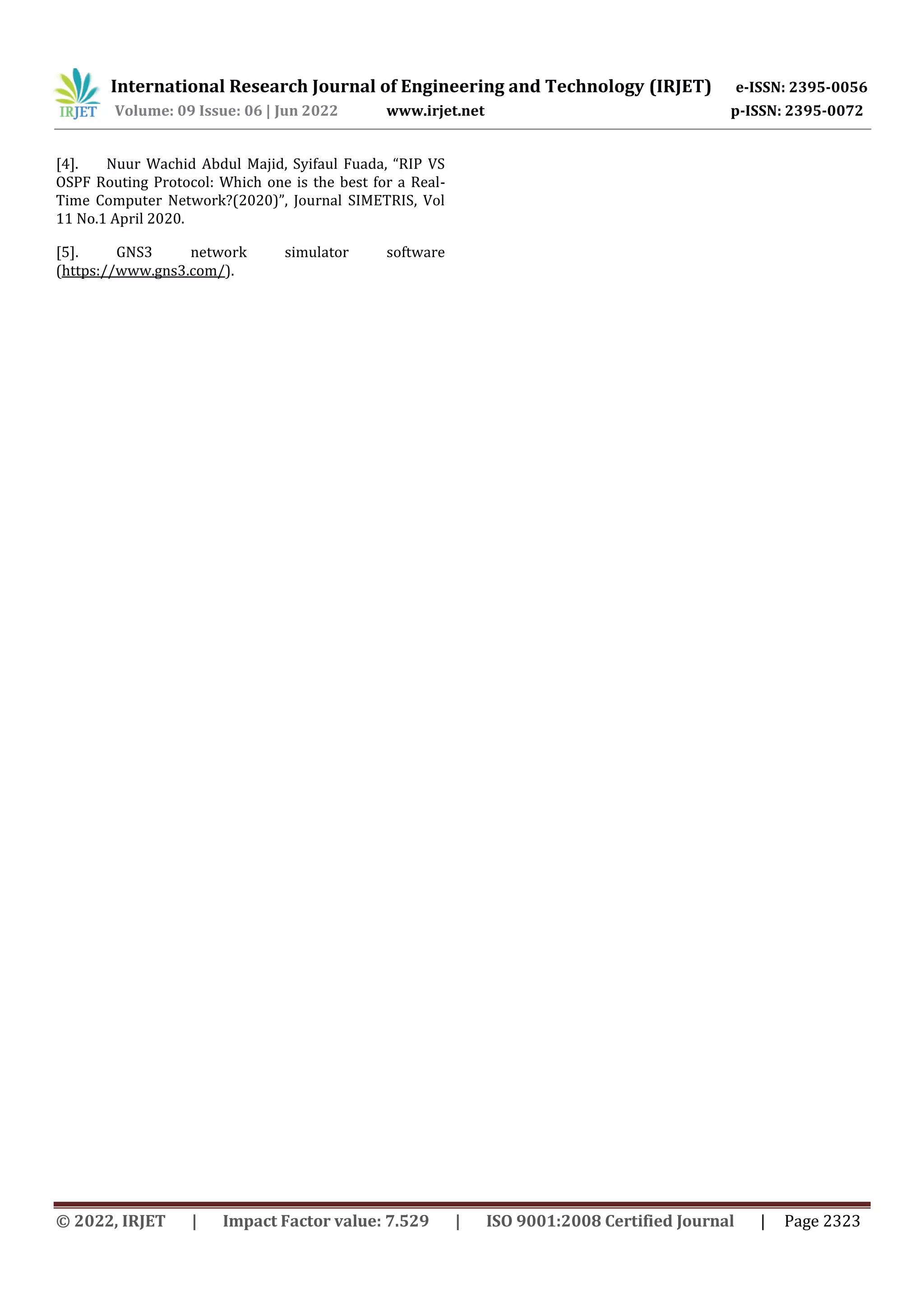 Performance Analysis Of Routing Protocols Rip Ospf And Eigrp Pdf