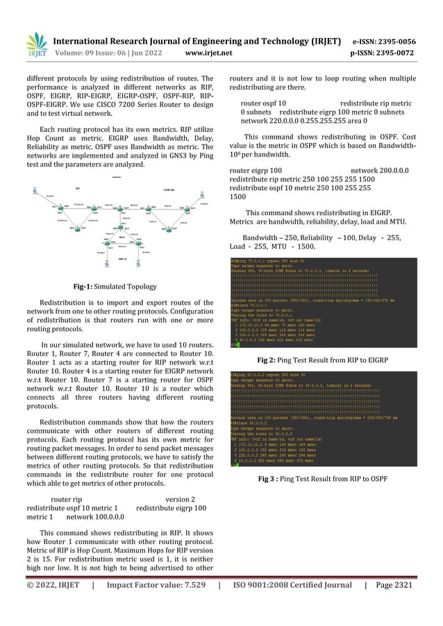 Performance Analysis of Routing Protocols RIP, OSPF and EIGRP | PDF