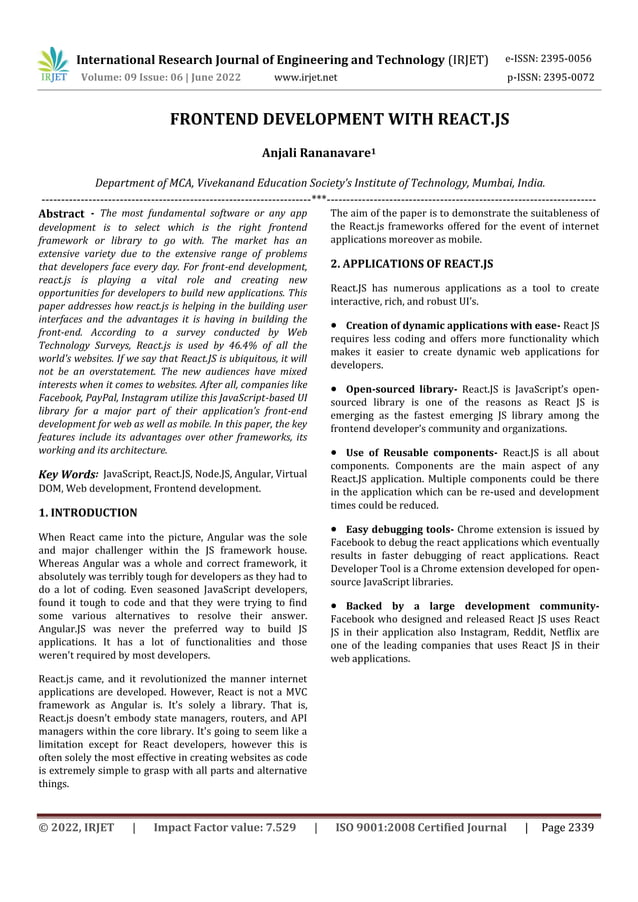 FRONTEND DEVELOPMENT WITH REACT.JS