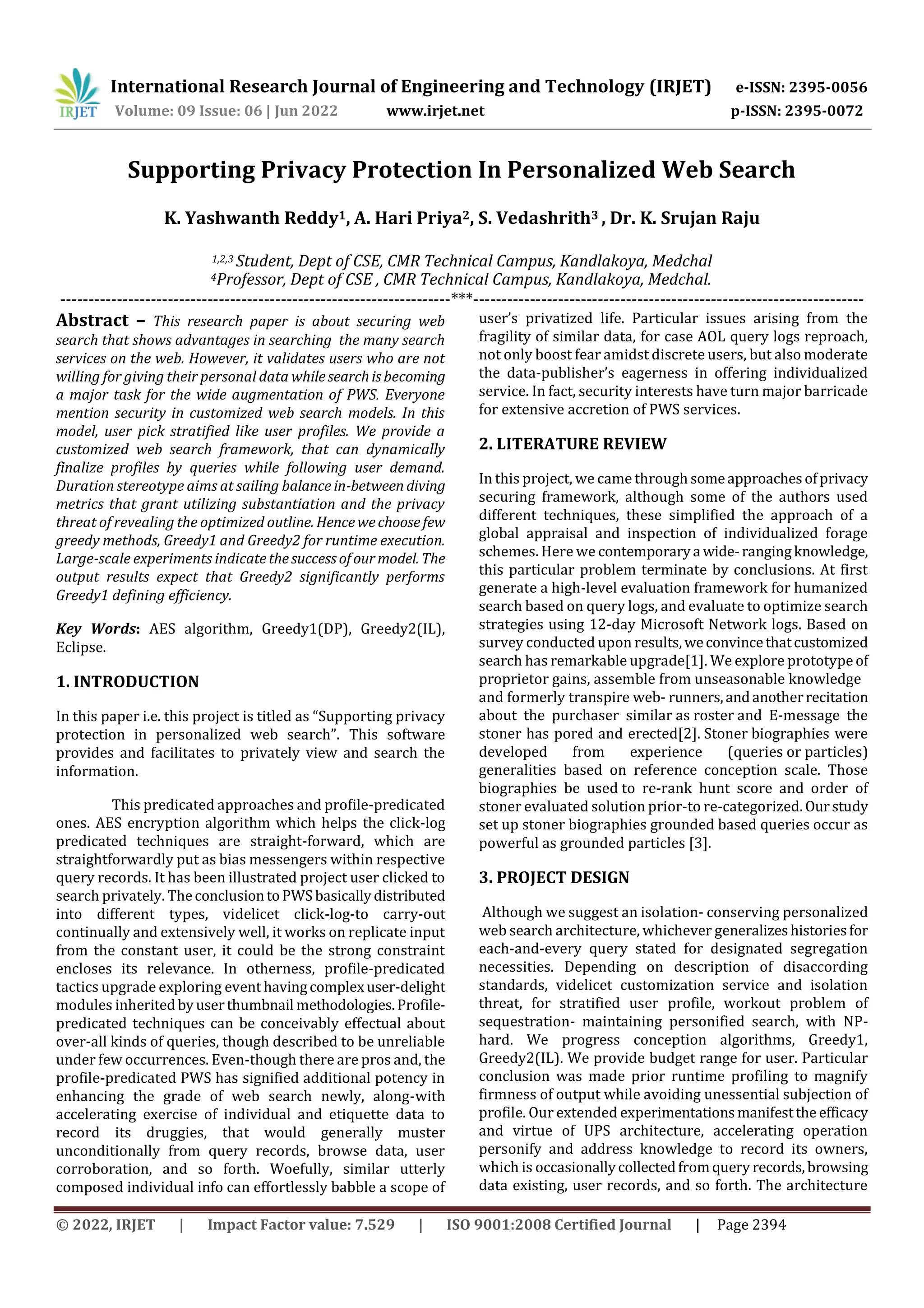 Supporting Privacy Protection In Personalized Web Search | PDF | Search | Internet