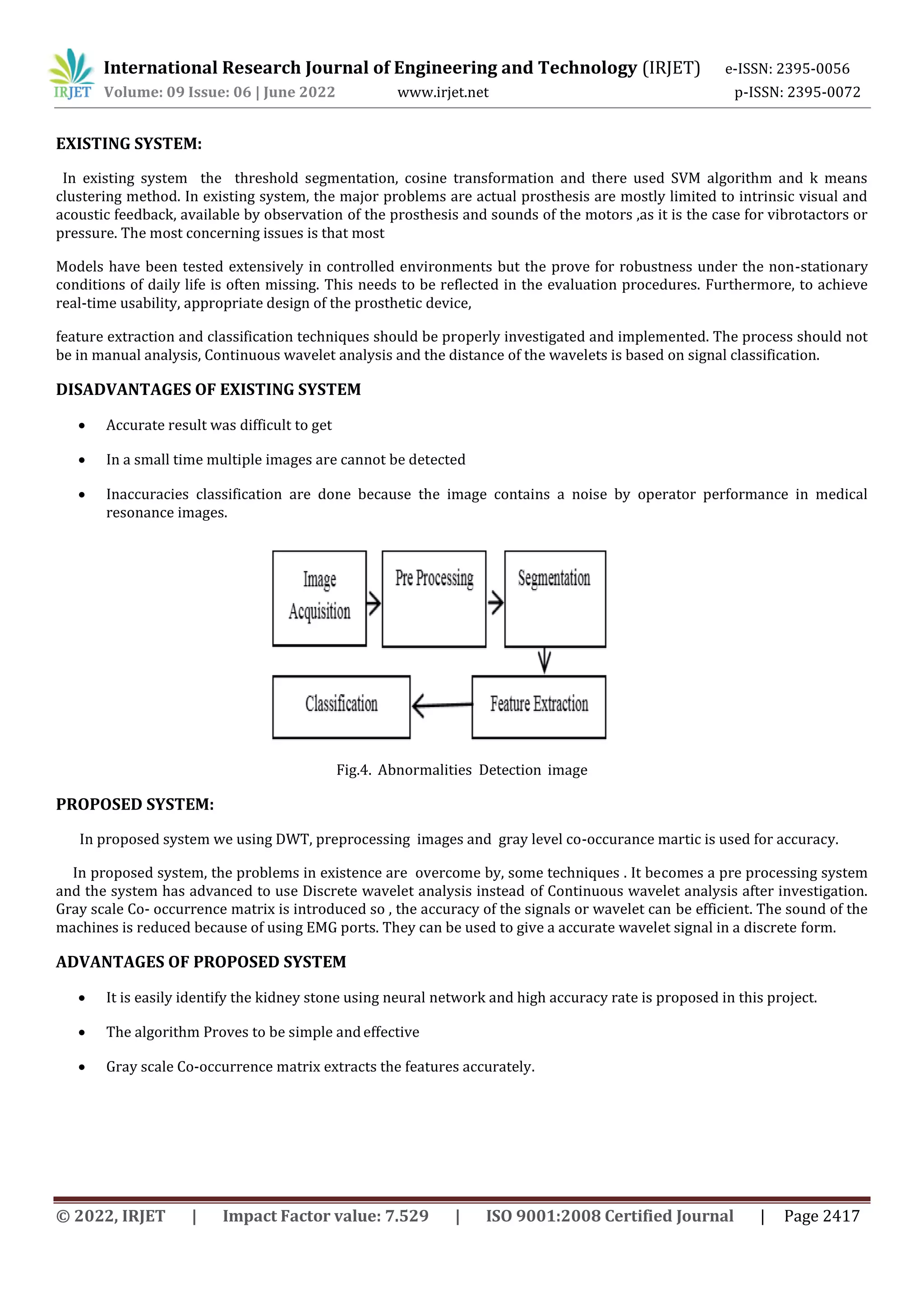 Detection of Kidney Stone using Neural Network Classifier | PDF