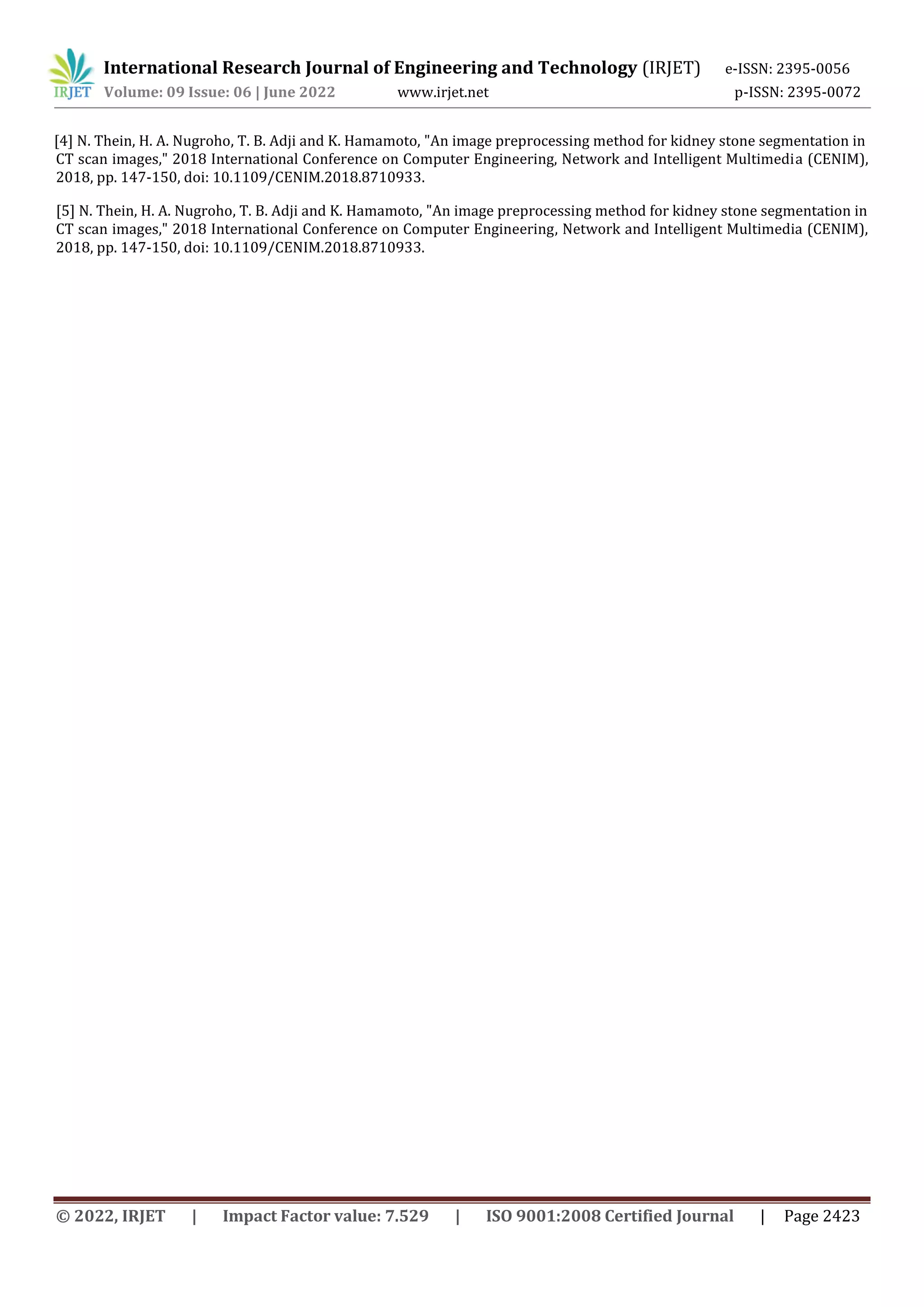 Detection of Kidney Stone using Neural Network Classifier | PDF