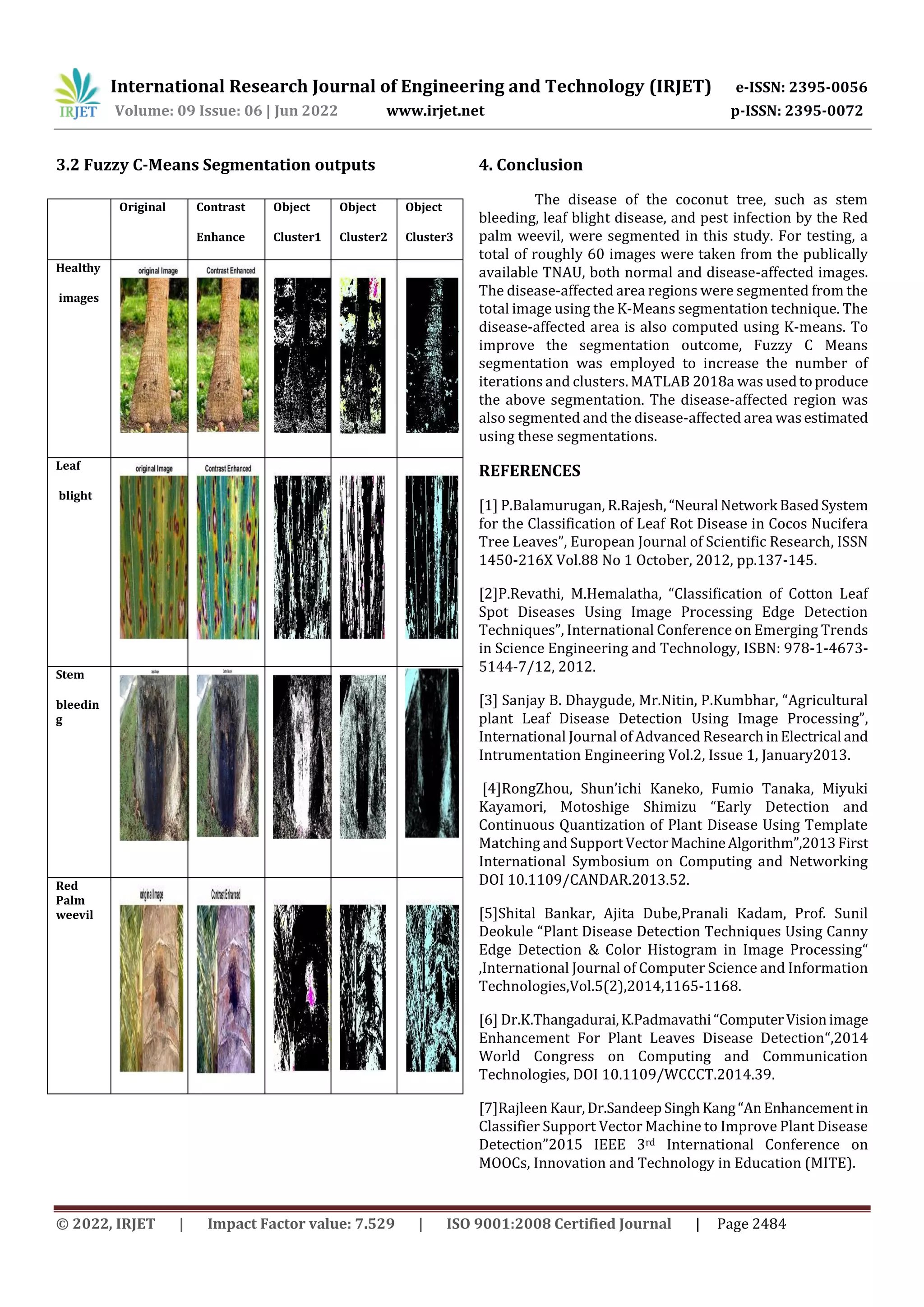Investigations On Coconut Tree Disease Segmentation Using Intelligent Techniques Pdf
