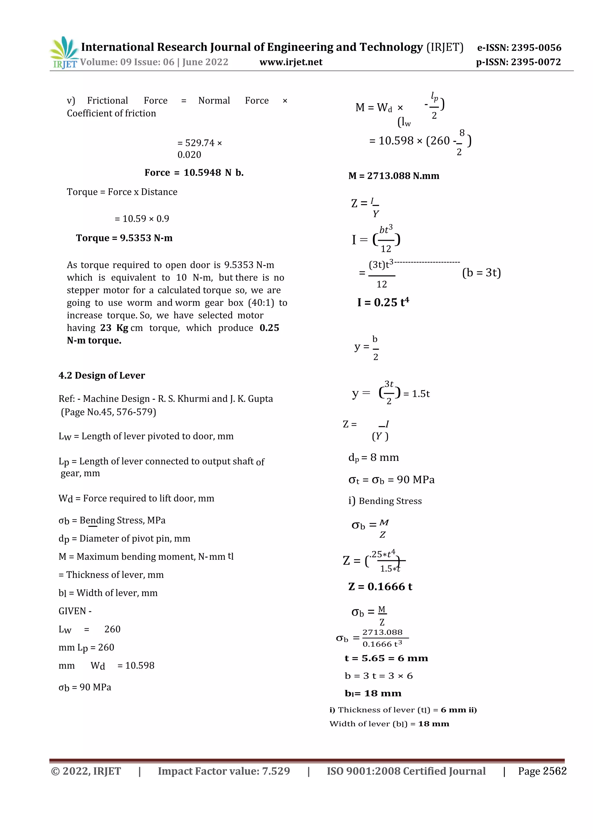Design and Fabrication of Door Hinges Mechanism | PDF
