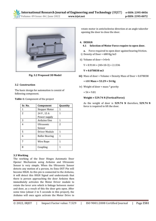 Design and Fabrication of Door Hinges Mechanism | PDF