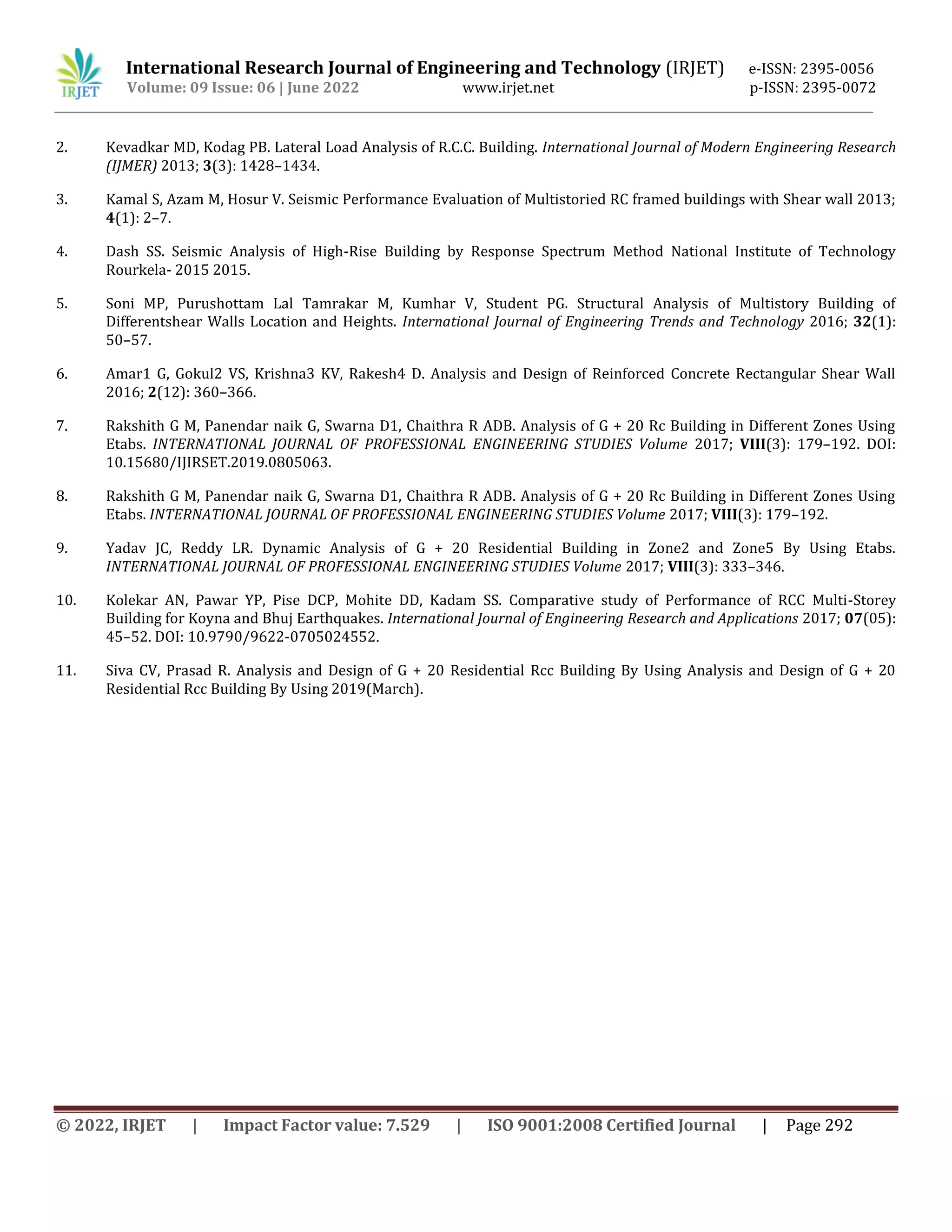 Comparative Seismic Analysis of G+20 RC Framed Structure Building for Maximum Drift with and ...