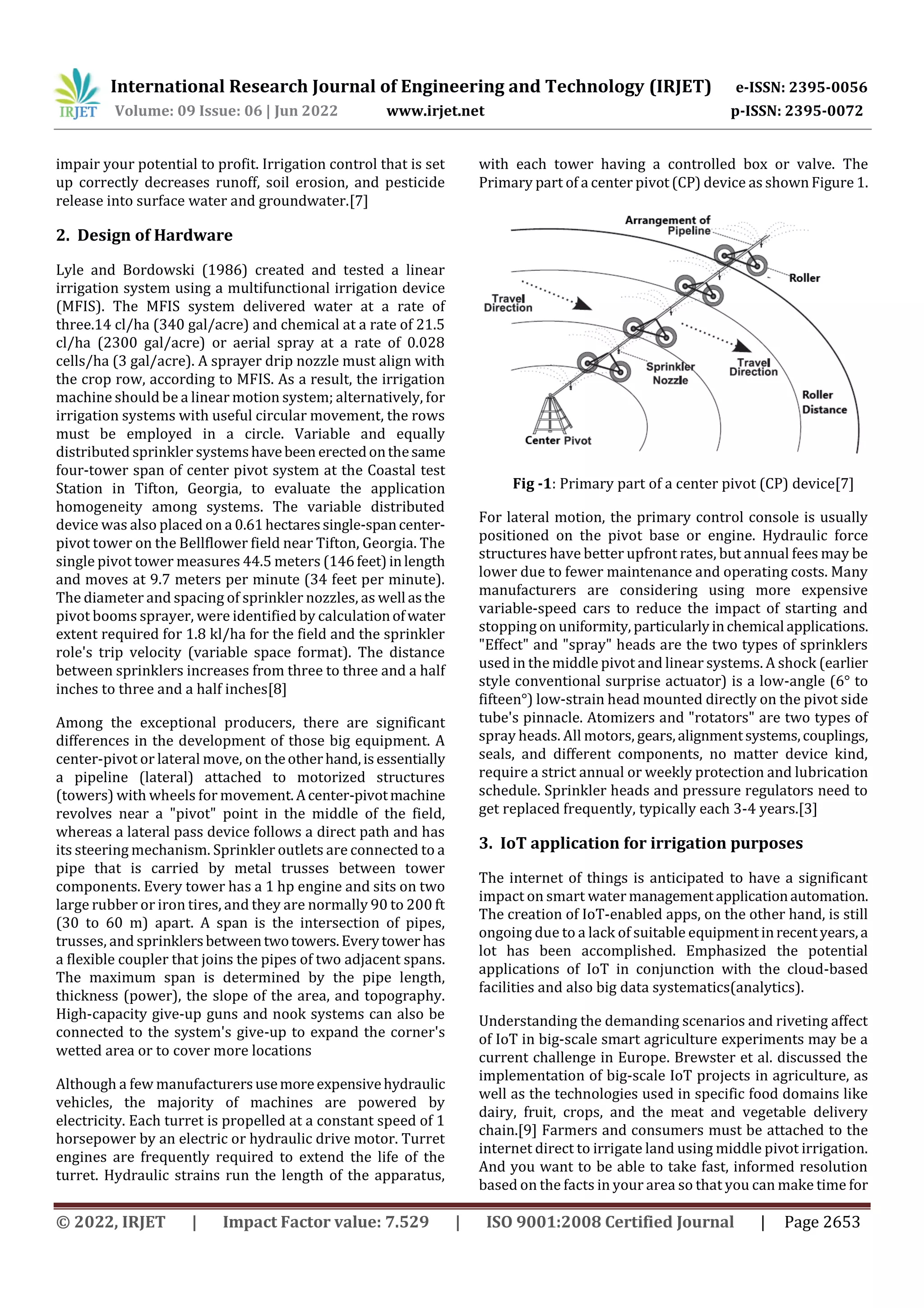 DEVELOPMENT AND FABRICATION OF CENTER PIVOT IRRIGATION SYSTEM - A ...