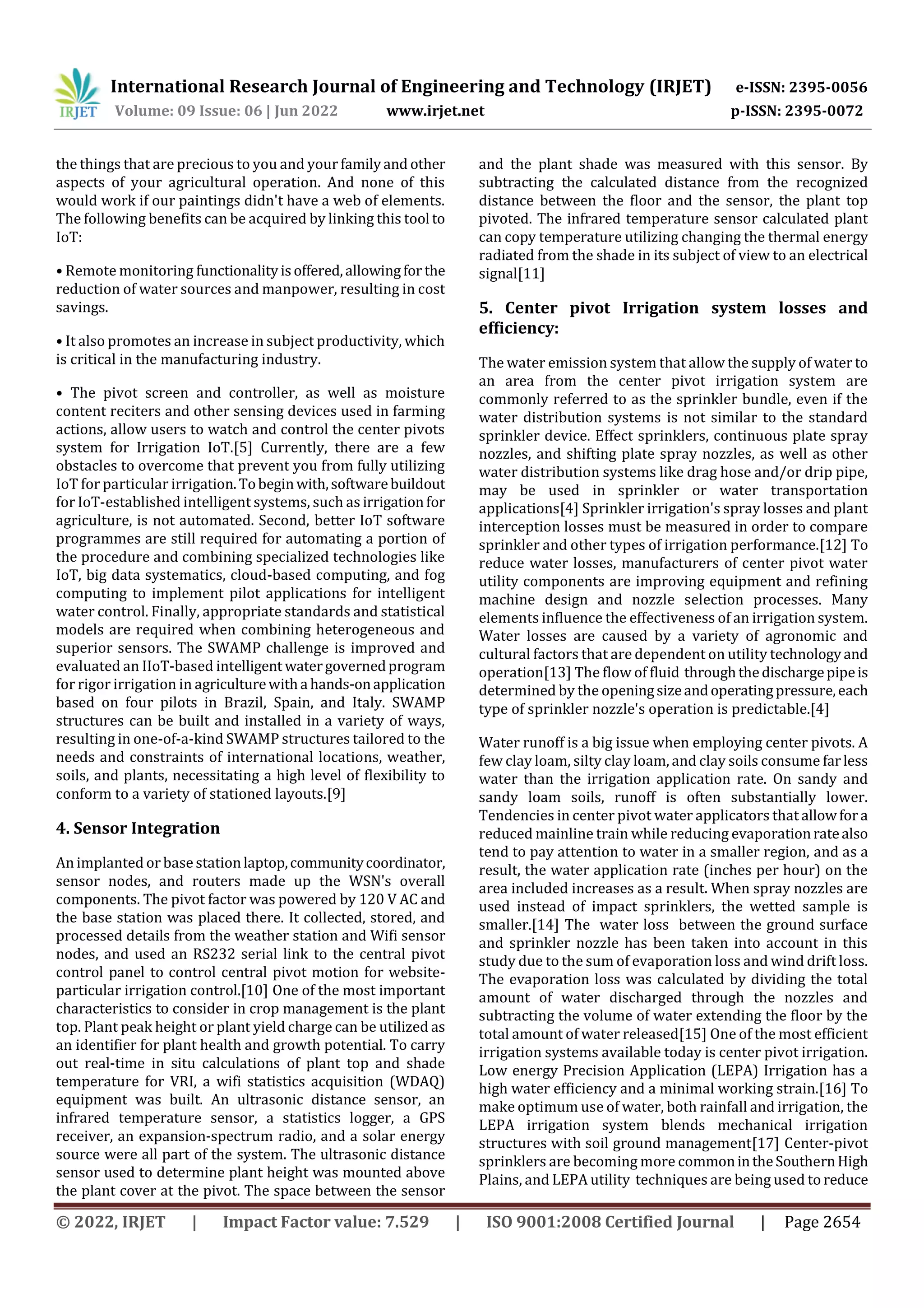 DEVELOPMENT AND FABRICATION OF CENTER PIVOT IRRIGATION SYSTEM - A ...