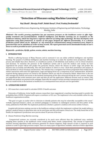 “Detection of Diseases using Machine Learning” | PDF