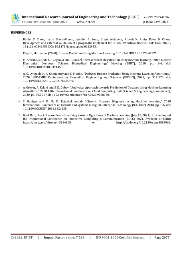 “Detection of Diseases using Machine Learning” | PDF