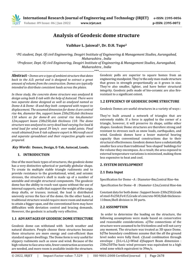 Analysis of Geodesic dome structure | PDF | Geology | Science