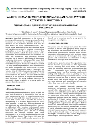 WATERSHED MANAGEMENT AT BHARANANGANAM PANCHAYATH OF KOTTAYAM DISTRICT,INDIA | PDF