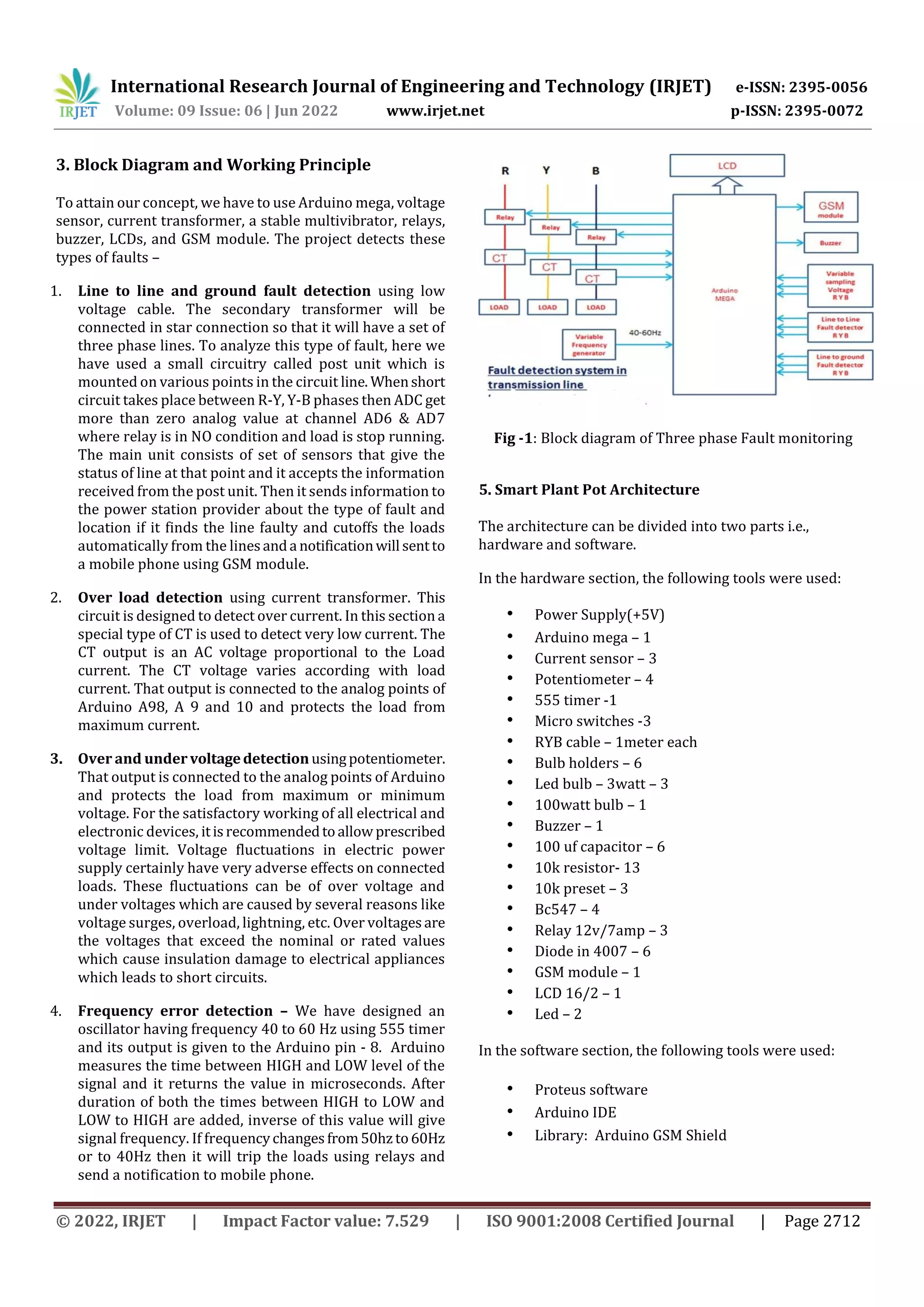 IOT based Three Phase Power fault monitoring with SMS alerts | PDF
