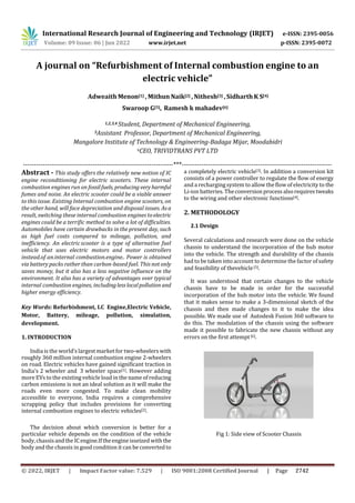 A journal on “Refurbishment of Internal combustion engine to an ...