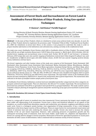 Assessment of Forest Stock and Encroachment on Forest Land in Sonbhadra ...