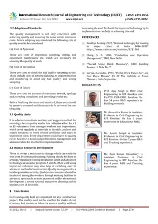 Cost and Quality Management in Buildings | PDF