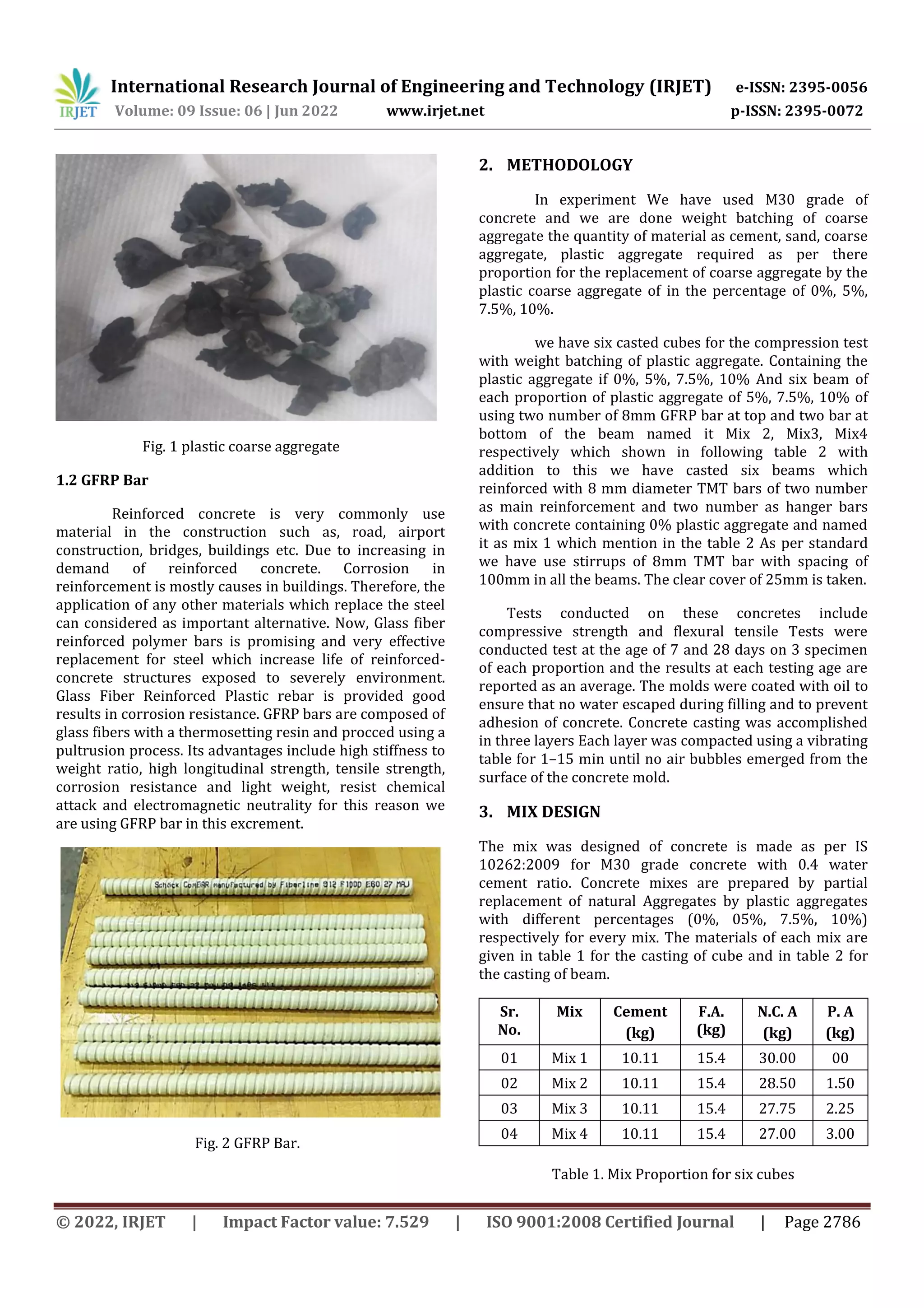 USE OF PLASTIC AGGREGATE WITH GFRP BARS | PDF
