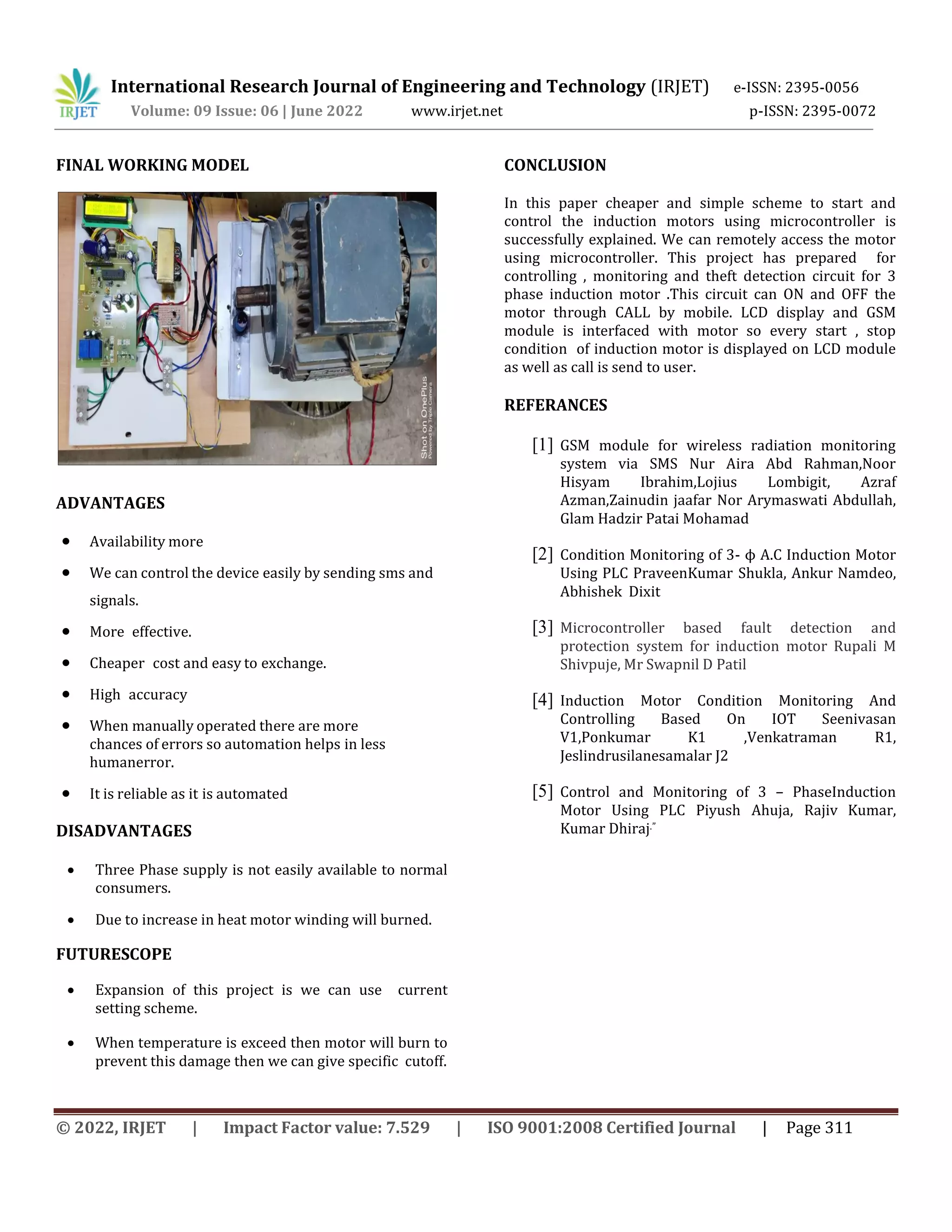 Microcontroller Based On Induction Motor Condition Monitoring And Control Pdf Computer