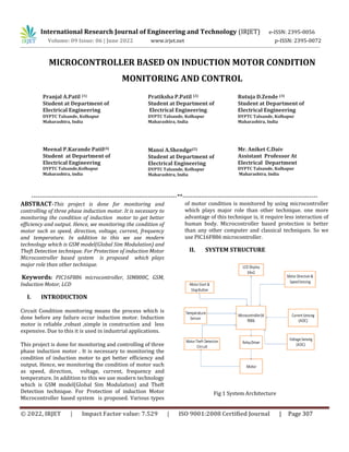 MICROCONTROLLER BASED ON INDUCTION MOTOR CONDITION MONITORING AND ...