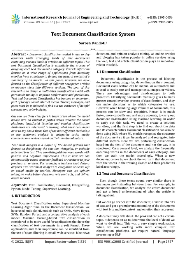 Text Document Classification System | PDF