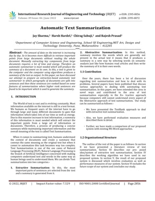 Automatic Text Summarization | PDF