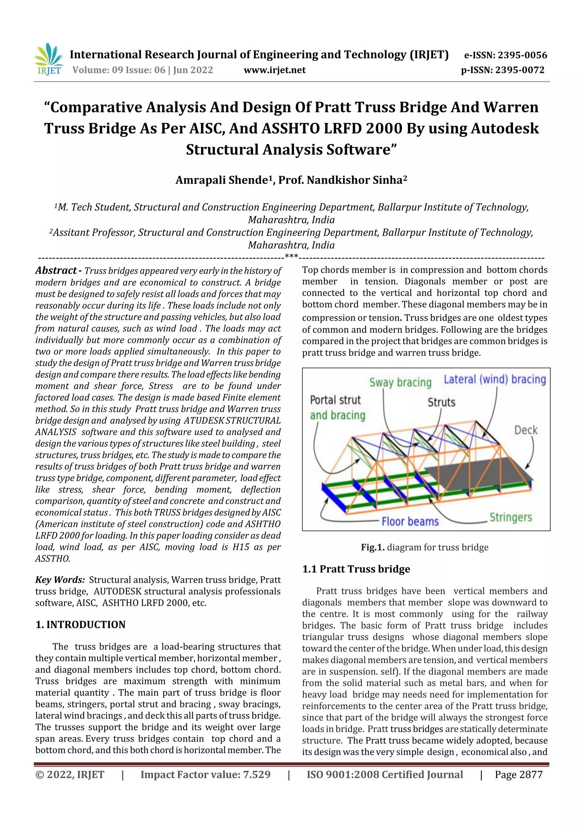 “Comparative Analysis And Design Of Pratt Truss Bridge And Warren Truss ...