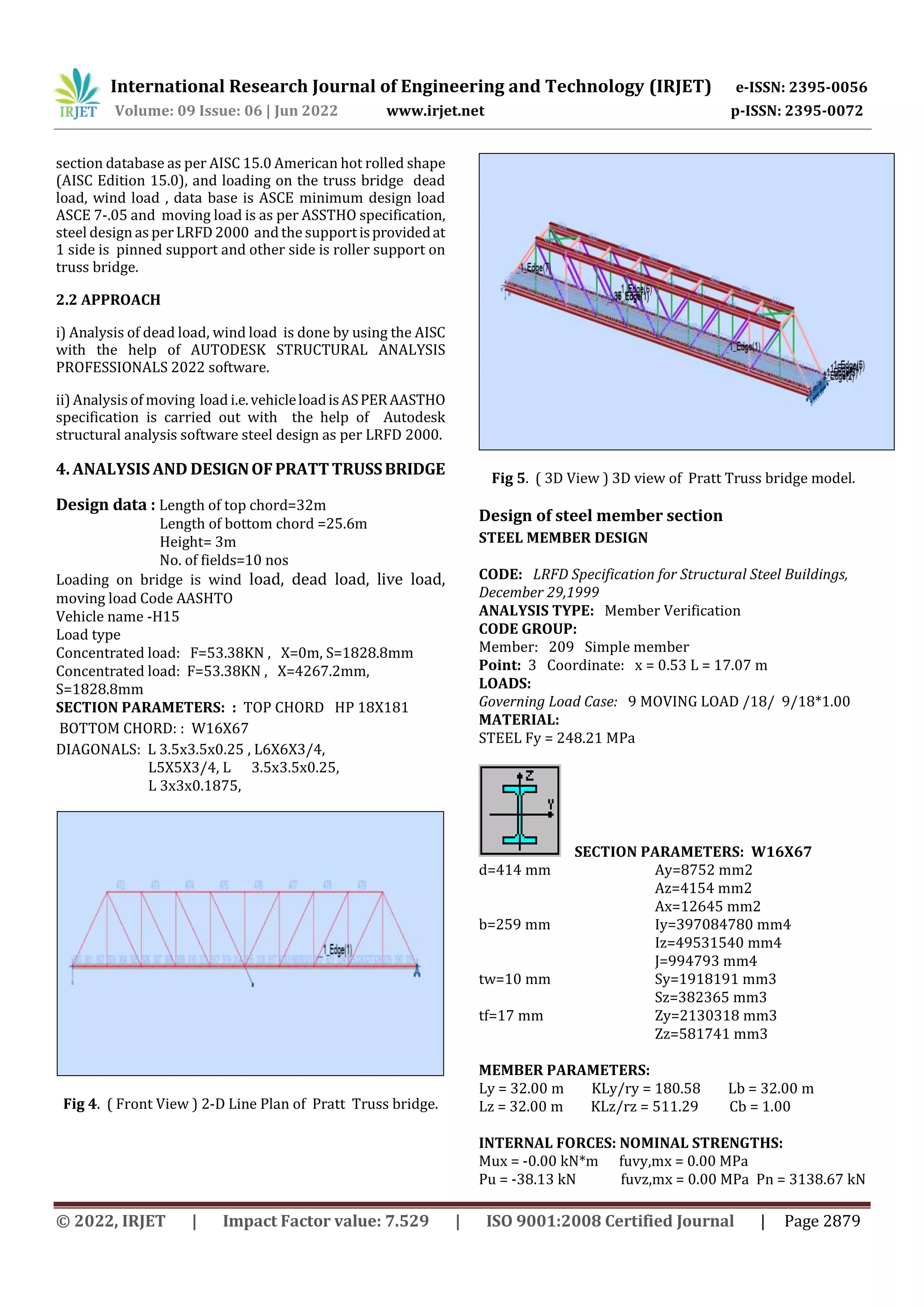 “Comparative Analysis And Design Of Pratt Truss Bridge And Warren Truss Bridge As Per AISC, And ...