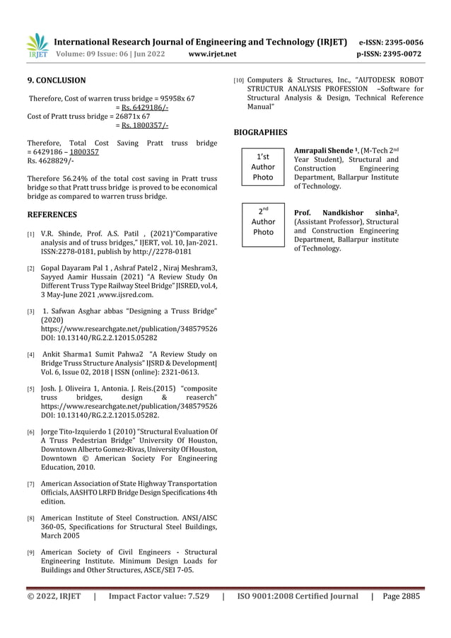 “comparative Analysis And Design Of Pratt Truss Bridge And Warren Truss Bridge As Per Aisc And