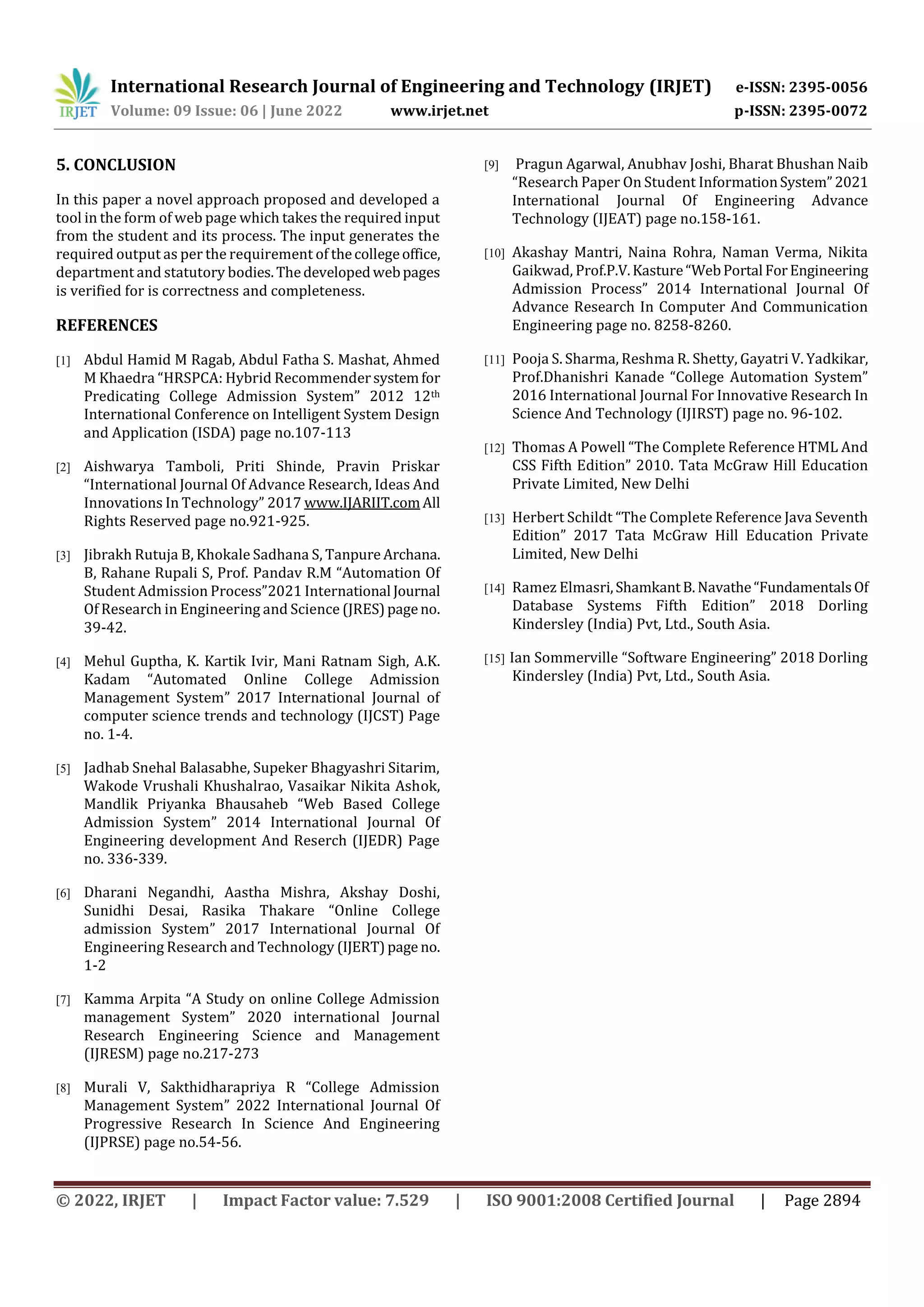 AUTOMATION OF COLLEGE ADMISSION PROCESS | PDF