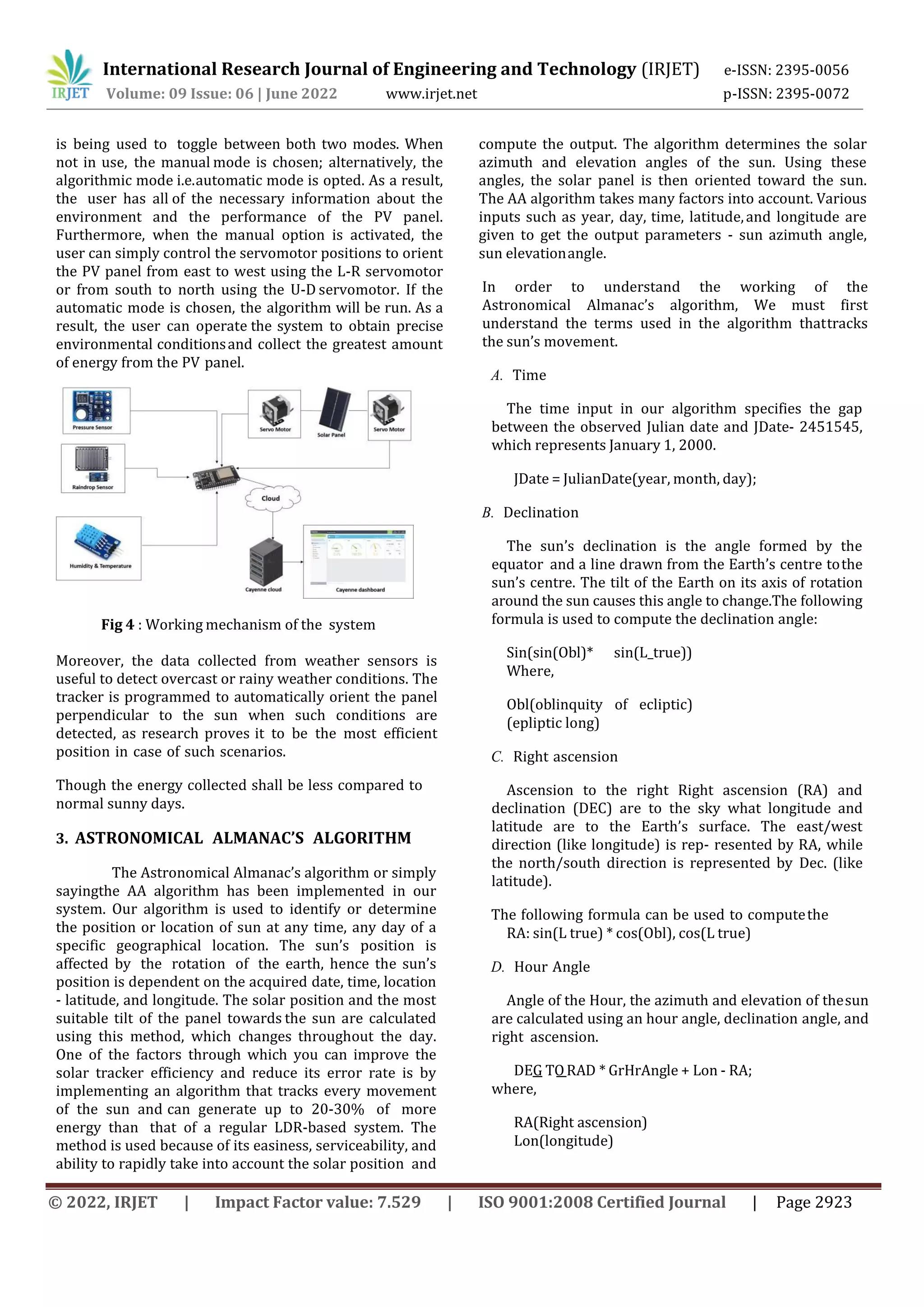 Astronomical Almanac’s Algorithm Based Dual Axis Solar Tracker | PDF