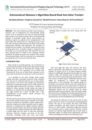 Astronomical Almanac’s Algorithm Based Dual Axis Solar Tracker | PDF