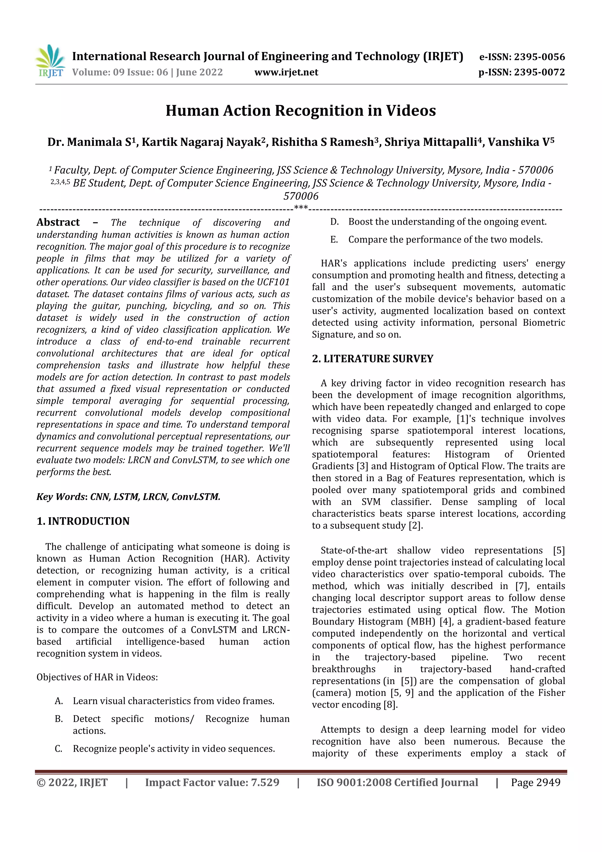 Human Action Recognition in Videos | PDF | Video Software | Computer Software and Applications