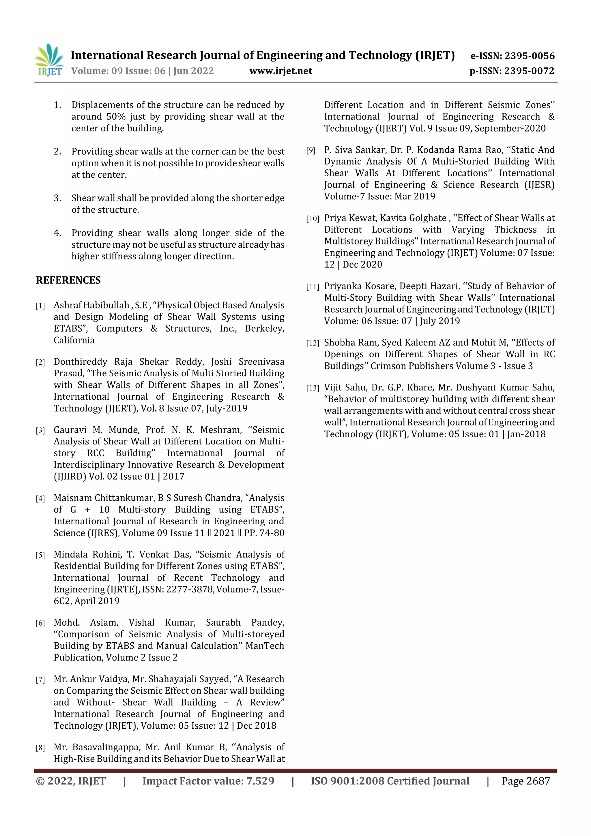 BEHAVIOUR OF G+10 BUILDING WITH SHEAR-WALLS AT DIFFERENT POSITIONS ...