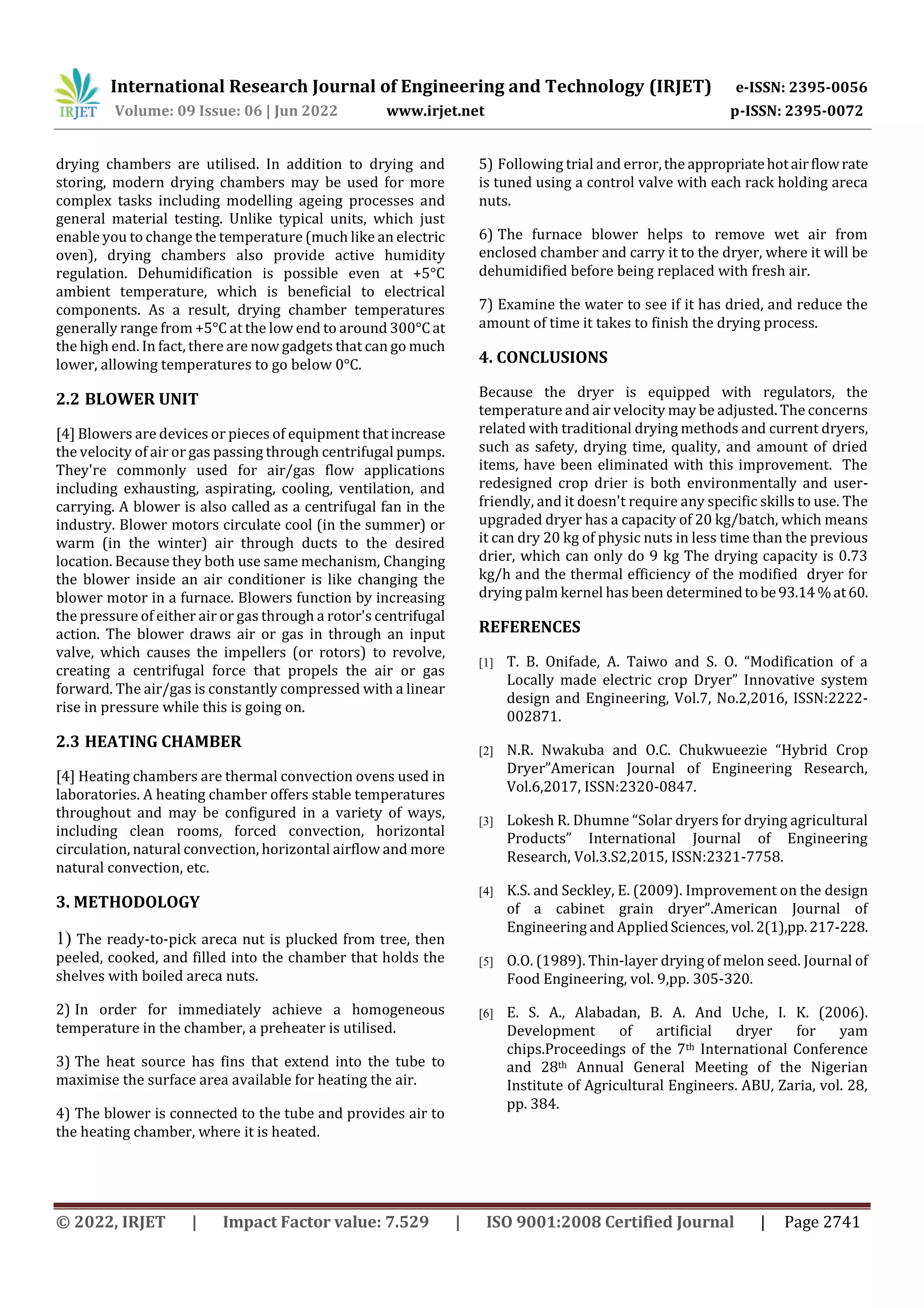 A review on “Electric dryer for areca nut”. | PDF