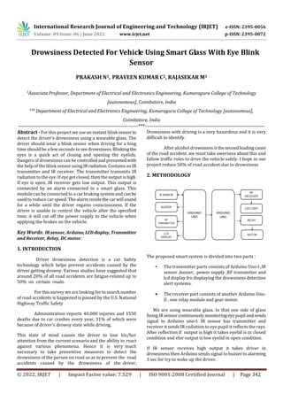 Drowsiness Detected For Vehicle Using Smart Glass With Eye Blink Sensor ...
