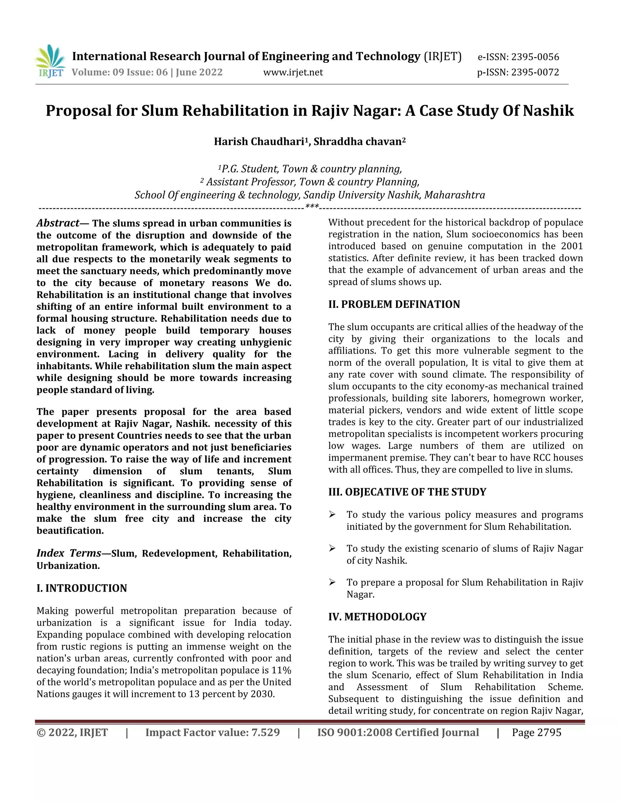 Proposal for Slum Rehabilitation in Rajiv Nagar: A Case Study Of Nashik ...