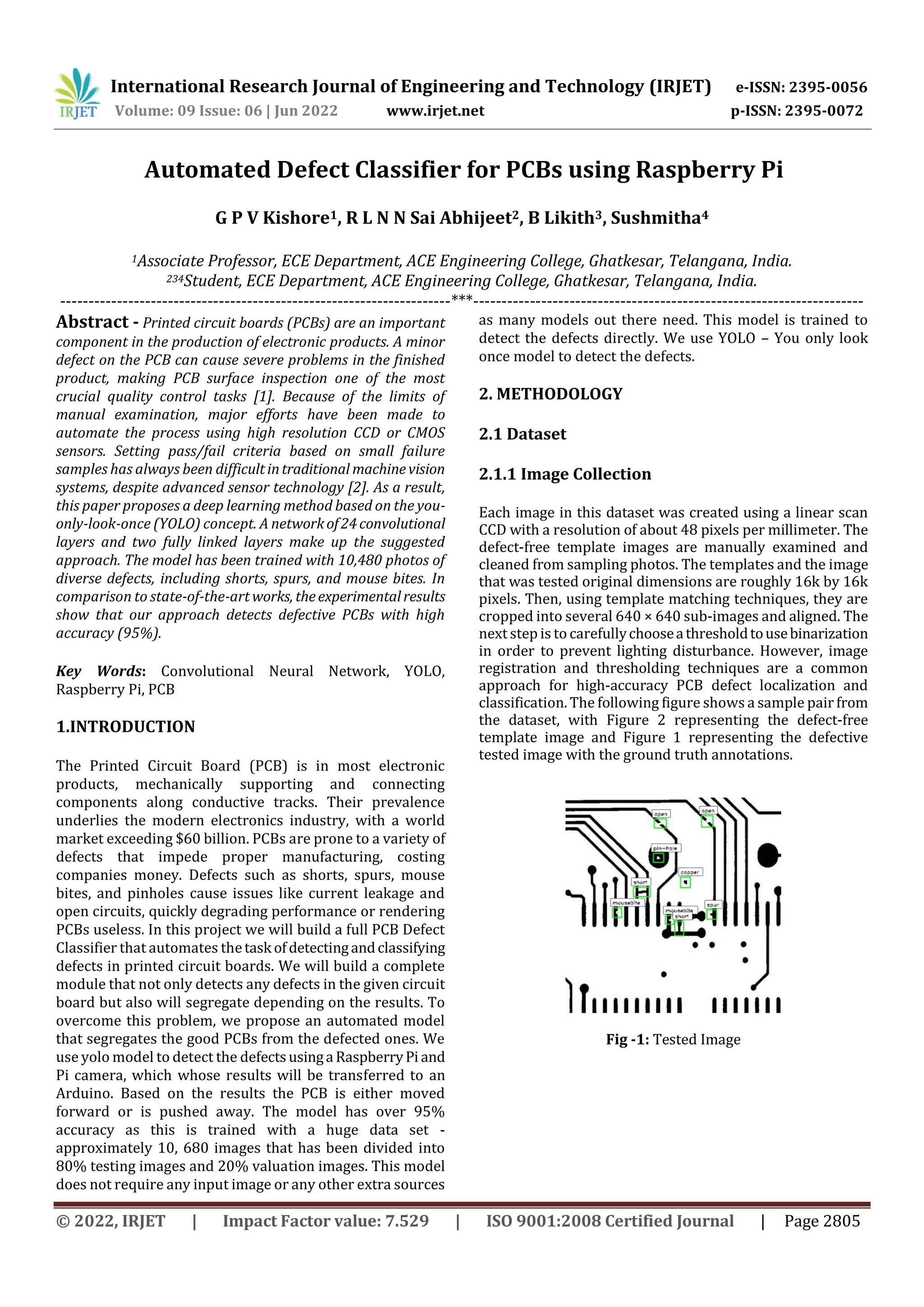 Automated Defect Classifier For Pcbs Using Raspberry Pi Pdf