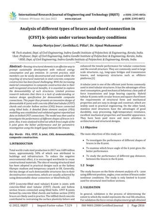 Analysis of different types of braces and chord connection in (CFST) k ...
