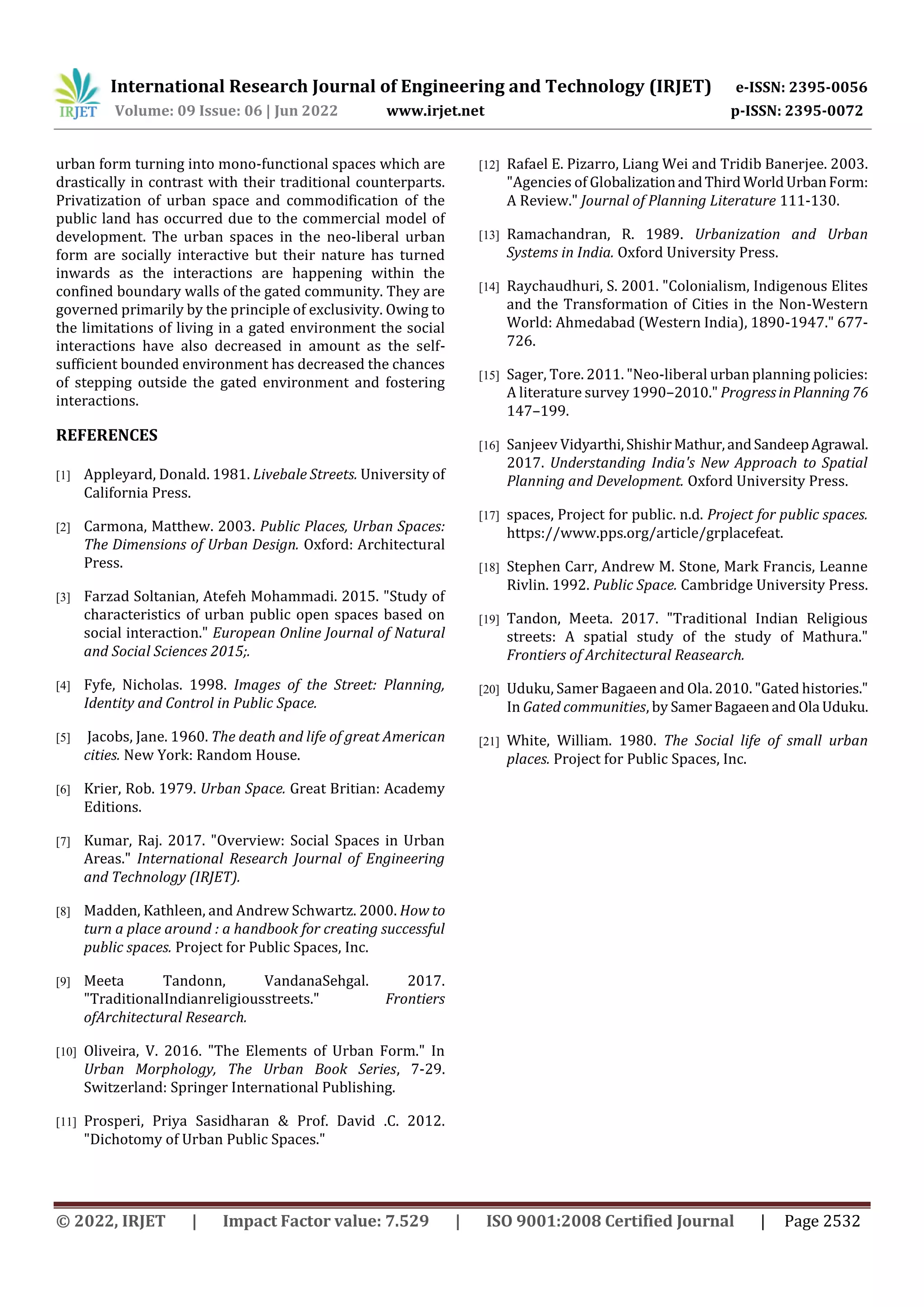 Social enquiry of urban spaces in gated communities of neo-liberal ...